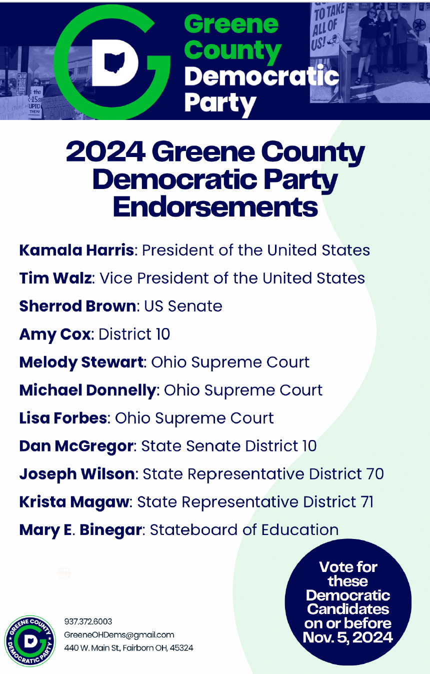 Slate Card – Greene County Ohio Democratic Party